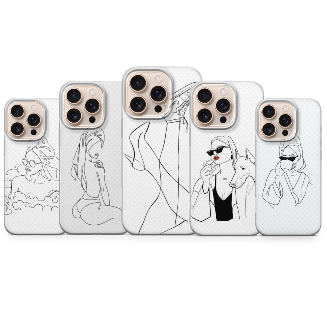 One Line Art Phone Case Woman Cover for iPhone 17 Pro Max, 16e, 15, 14 ...