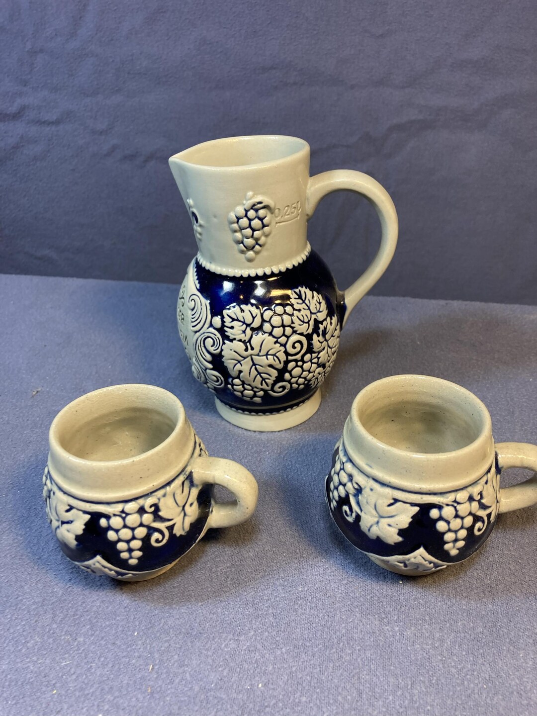 W. German Salt Glaze Pitcher and Two Matching Mugs - Etsy