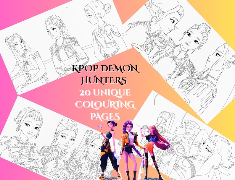 Kpop Demon Hunters Colouring Pages for Kids, Printable Digital Download ...