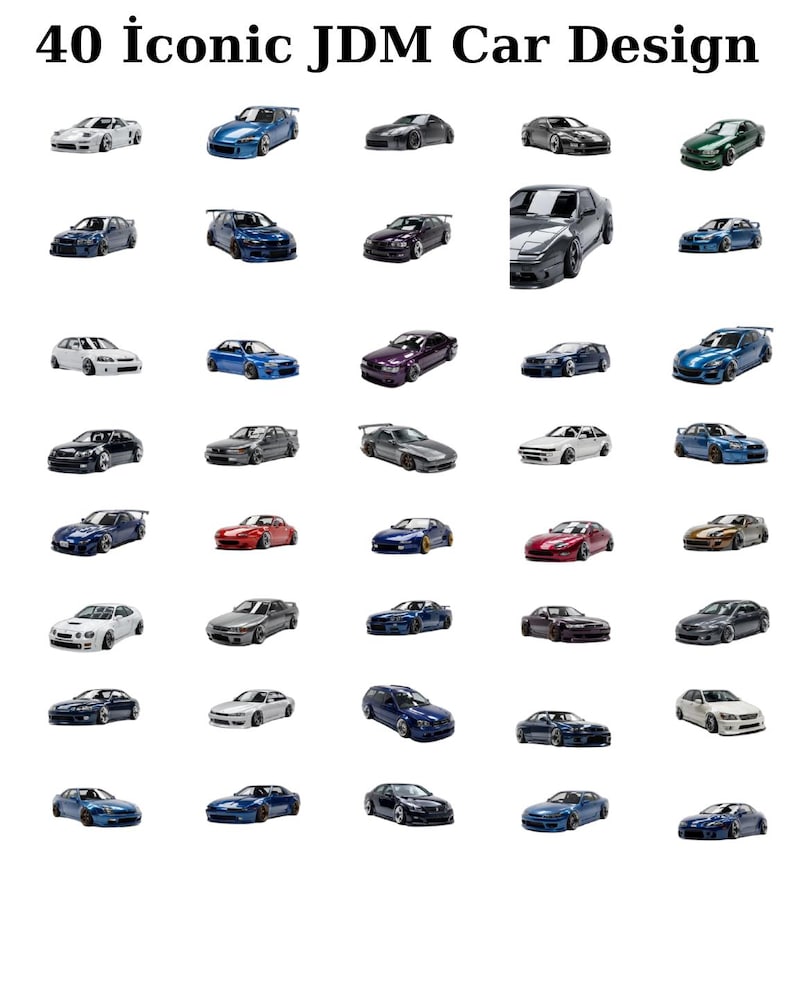 40 Iconic JDM Cars PNG Bundle | High-quality Digital Download for T ...