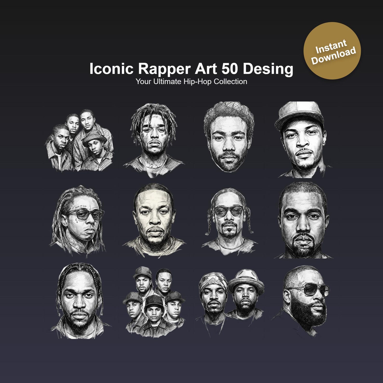 50 Iconic Rappers Sublimation PNG Bundle | Instant Download Cricut ...