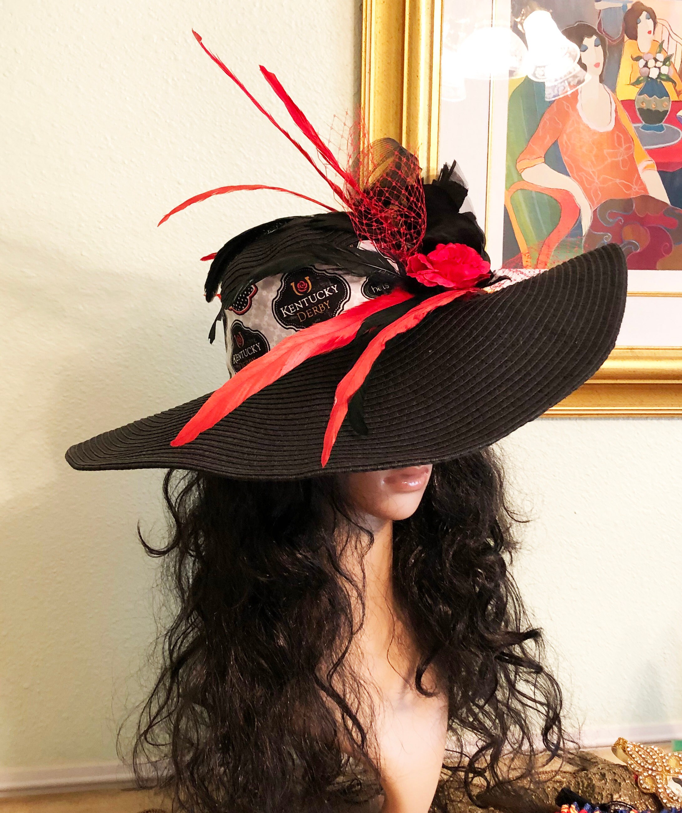 Schwarze Kentucky Derby Hut große Hut Feder Hut Kirche Hut | Etsy
