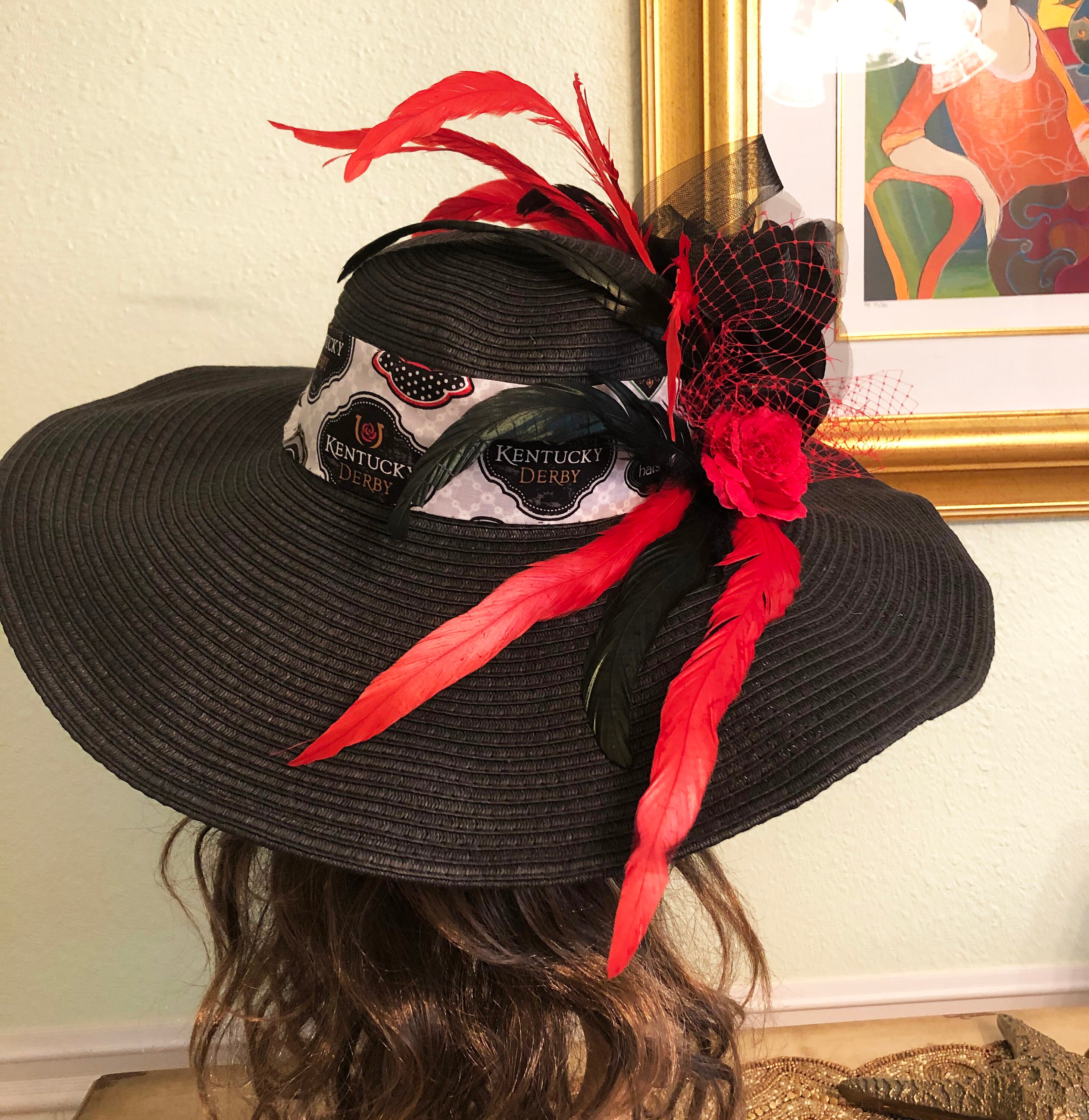 Schwarze Kentucky Derby Hut große Hut Feder Hut Kirche Hut | Etsy