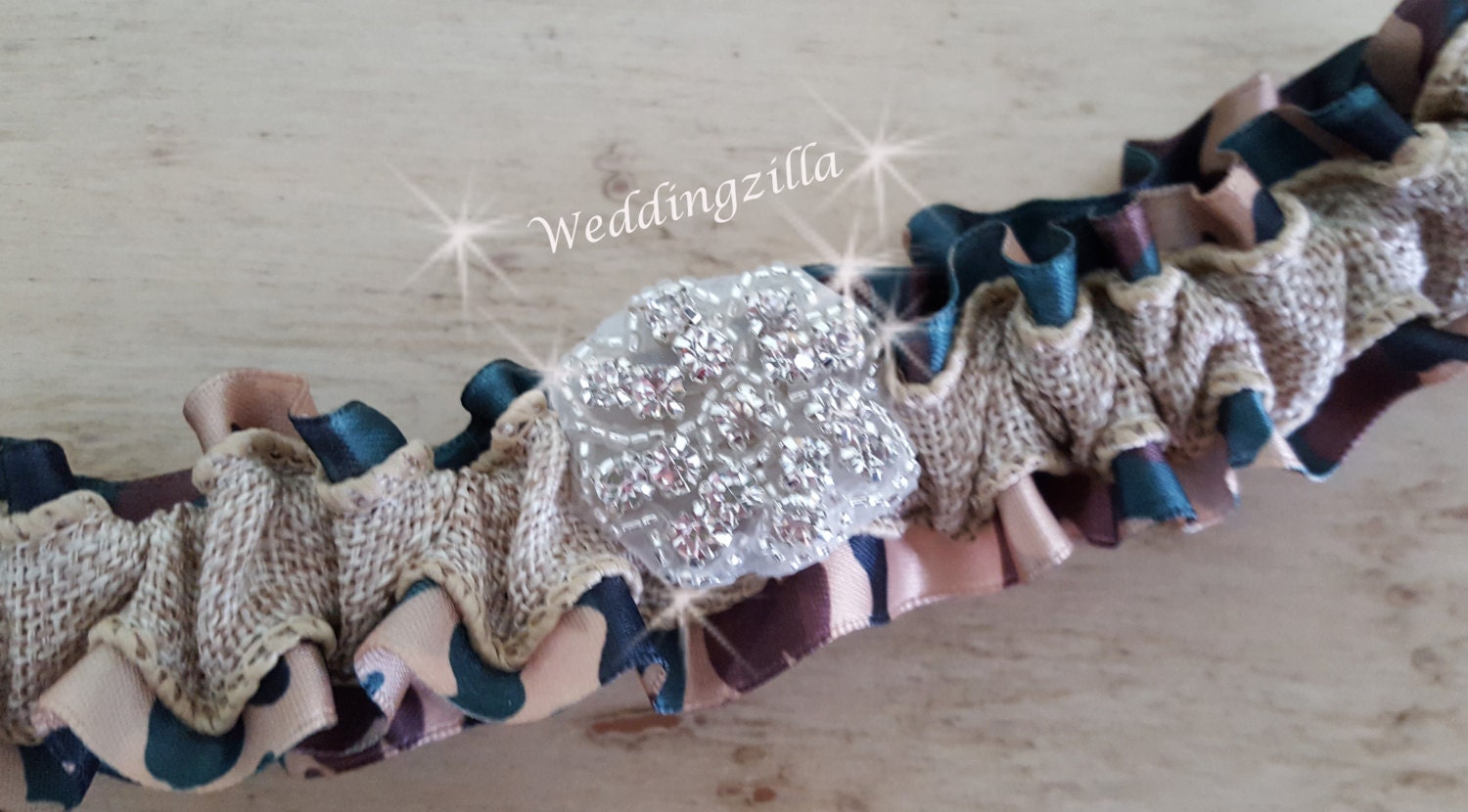 Rustic Bridal Garter, Burlap Garter, Camo Wedding Garter, Camouflage ...