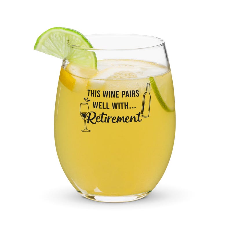 Retirement Gift Stemless Wine Glass, Funny Retirement Glass ...