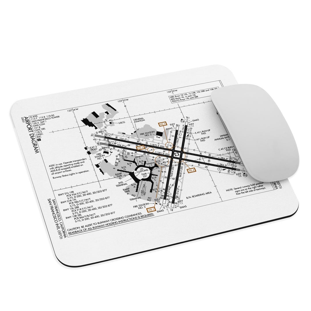 Custom Pilot Mouse Pad, Aviation Airport Map Mouse Pad – Pilot Gift ...