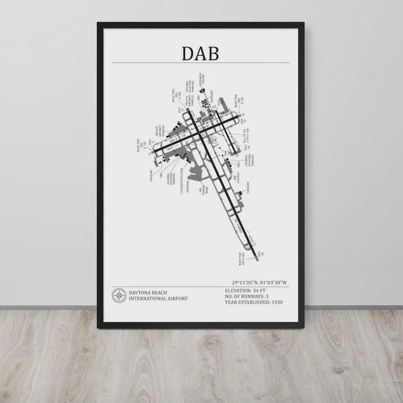 Custom Airport Map, ANY AIRPORT, Customizable Detailed Framed Print ...