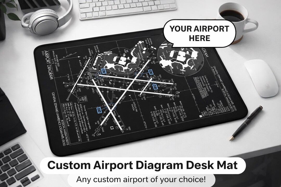Pilot Desk Mat Gift, Custom Airport Diagram Desk Mat, Custom Aviation ...