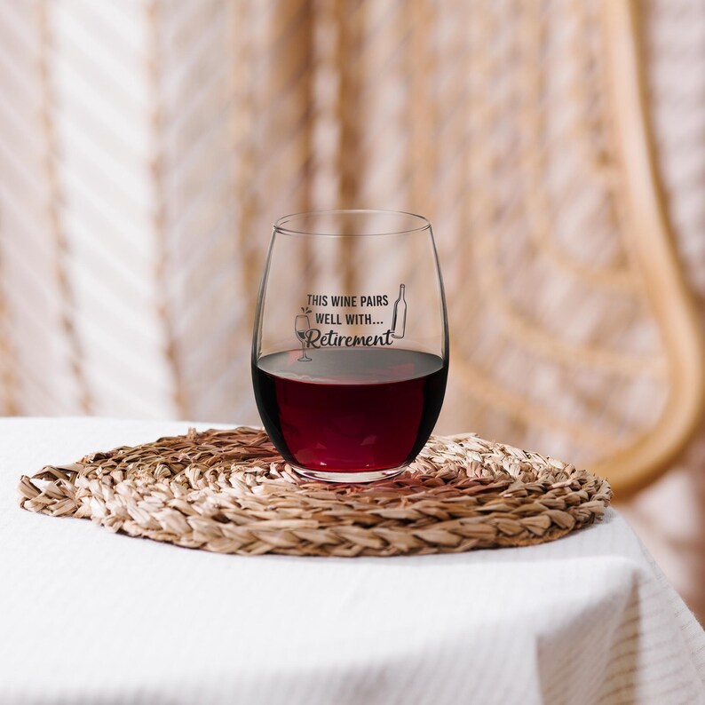 Retirement Gift Stemless Wine Glass, Funny Retirement Glass ...