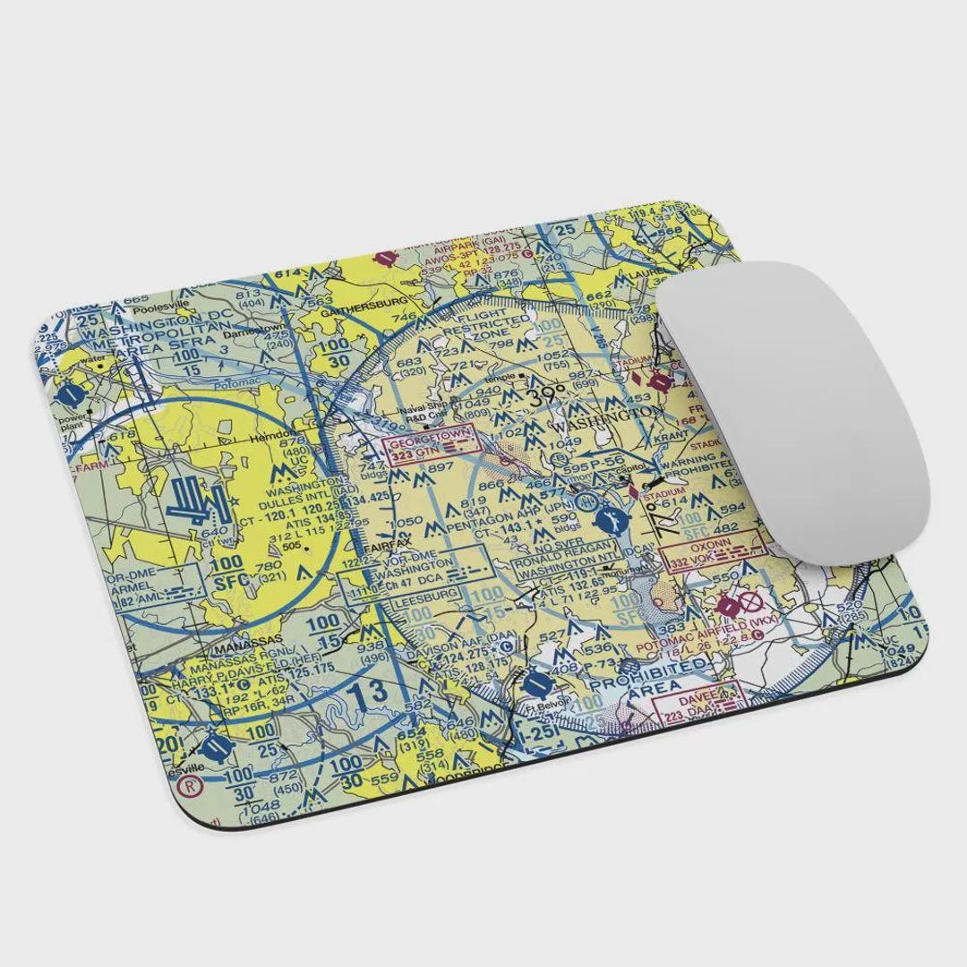 Custom Aviation Mouse Pad: Airport Map VFR Sectional Chart Design ...