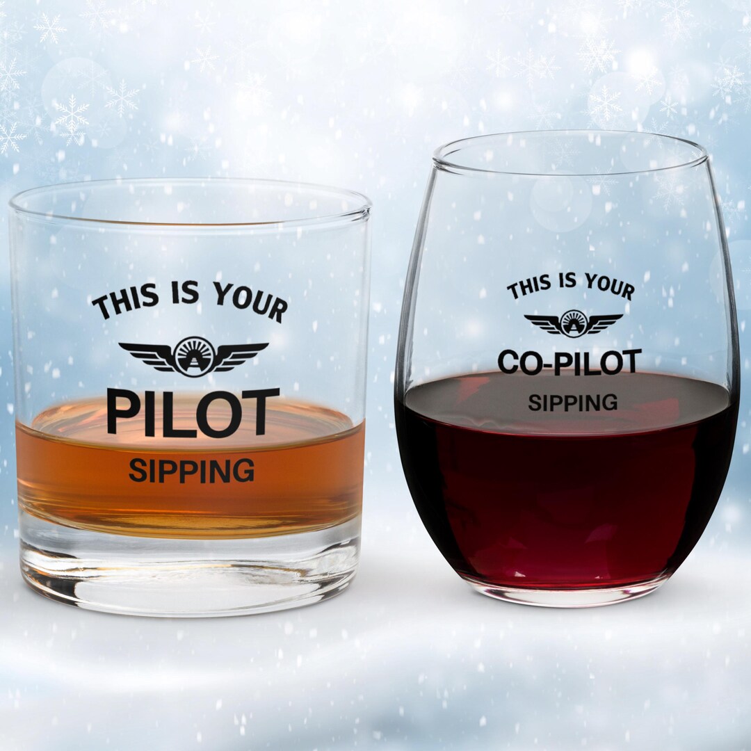 Couple Gift Pilot Co-pilot Glass, Engagement Gift Couples Engaged ...