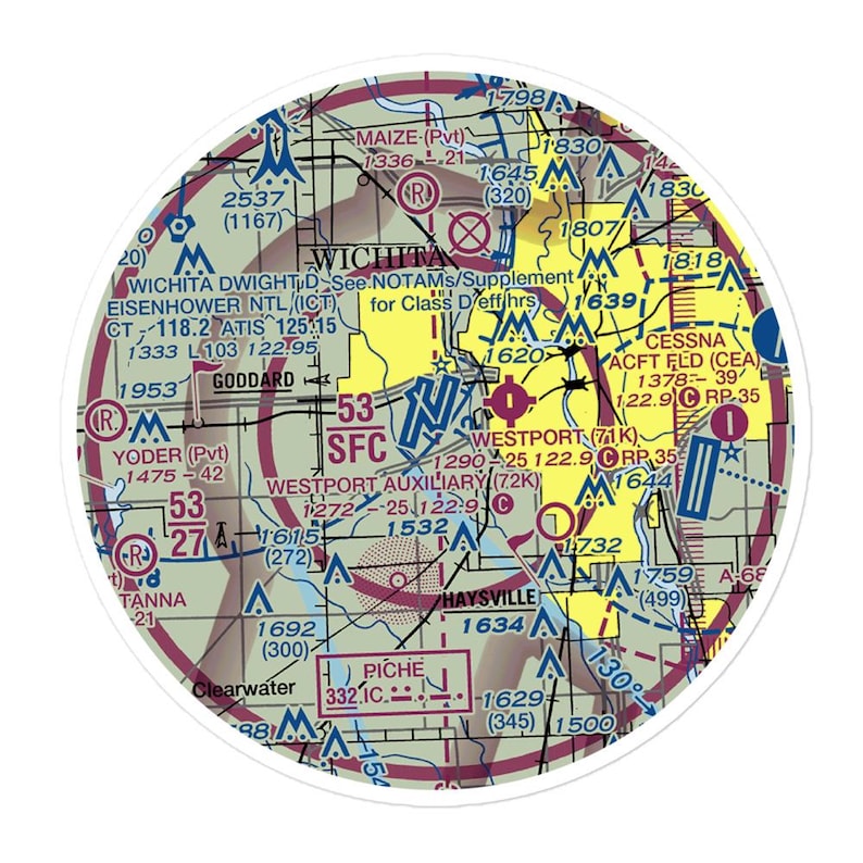 Custom VFR Sectional Chart Sticker, Personalized Pilot Gift, First Solo ...