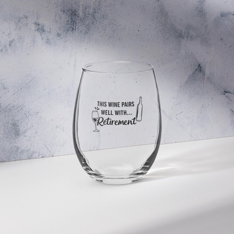 Retirement Gift Stemless Wine Glass, Funny Retirement Glass ...