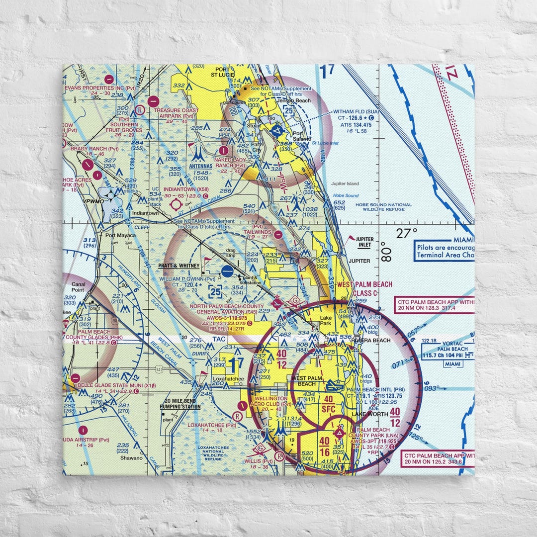Custom Airport VFR Chart Canvas: Personalized Aviation Art ...