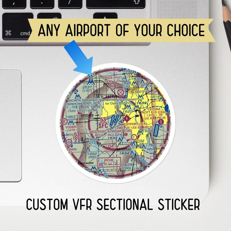 Custom VFR Sectional Chart Sticker, Personalized Pilot Gift, First Solo ...