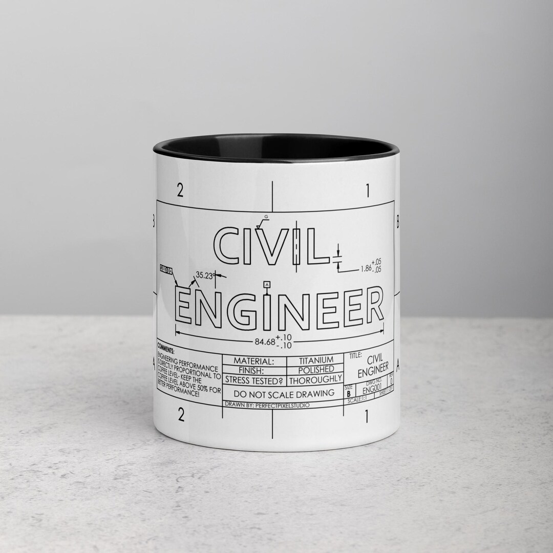 Civil Engineer Mug: Engineering Blueprint Gift - Etsy