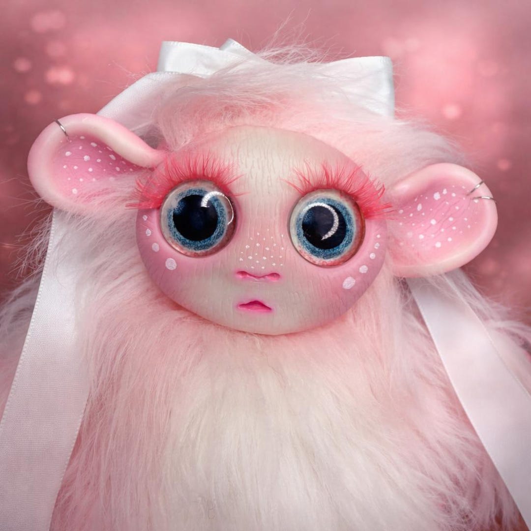 Pinkara – OOAK Pink Fantasy Art Doll, Handmade Polymer Clay & Faux Fur ...