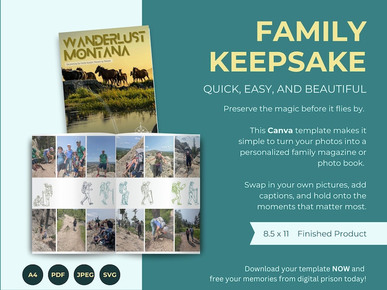 Wanderlust Adventure Photo Book Template | 25-page Canva Family Travel ...