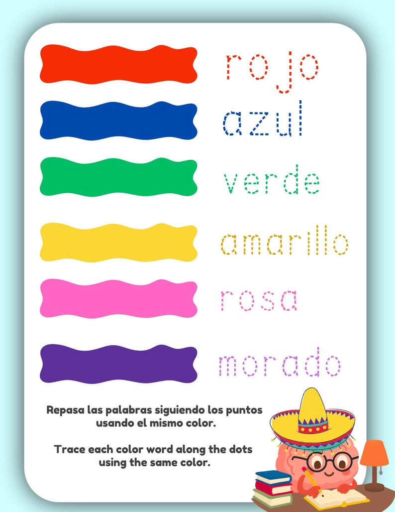 Spanish Colors Worksheet Bundle • Bilingual Learning (PDF) - Etsy