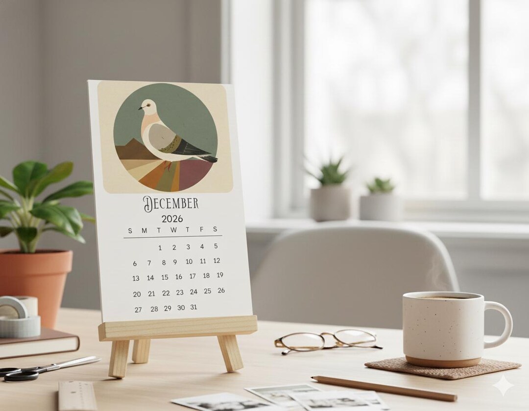 2026 Mid-century Modern Bird Art Desk Calendar | Bold Retro Bird Art ...