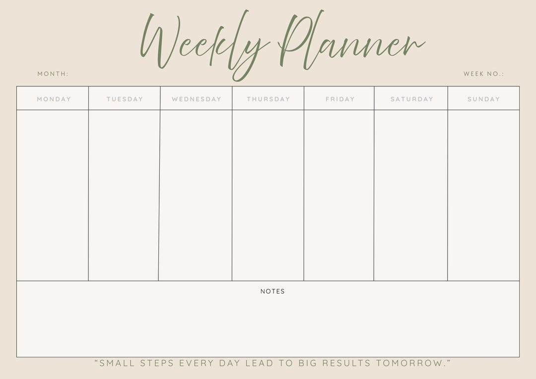 Weekly Planner - Minimal Pastel Layout - Printable - Etsy