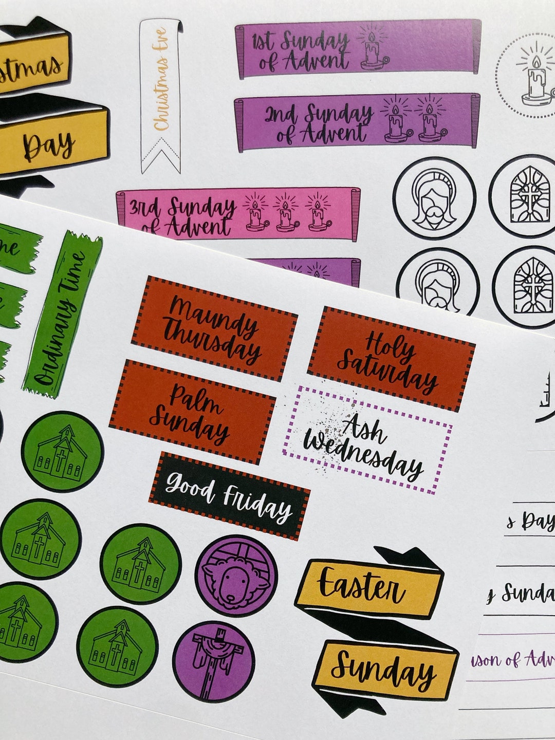 Printable Liturgical Stickers. Christian Liturgical Year. - Etsy