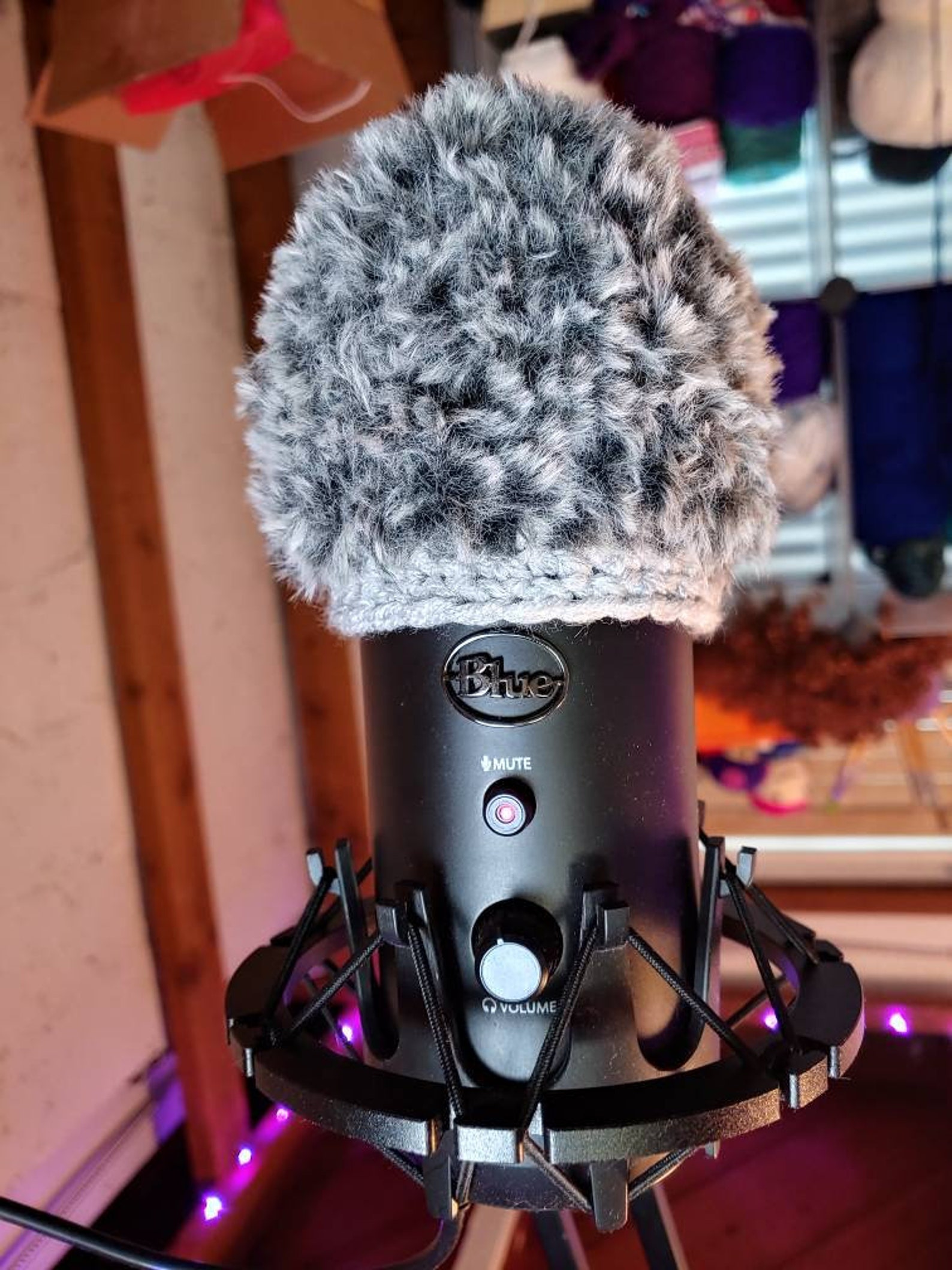 Crocheted Blue Yeti Mic Fuzzy Windscreen Pop Filter Custom - Etsy