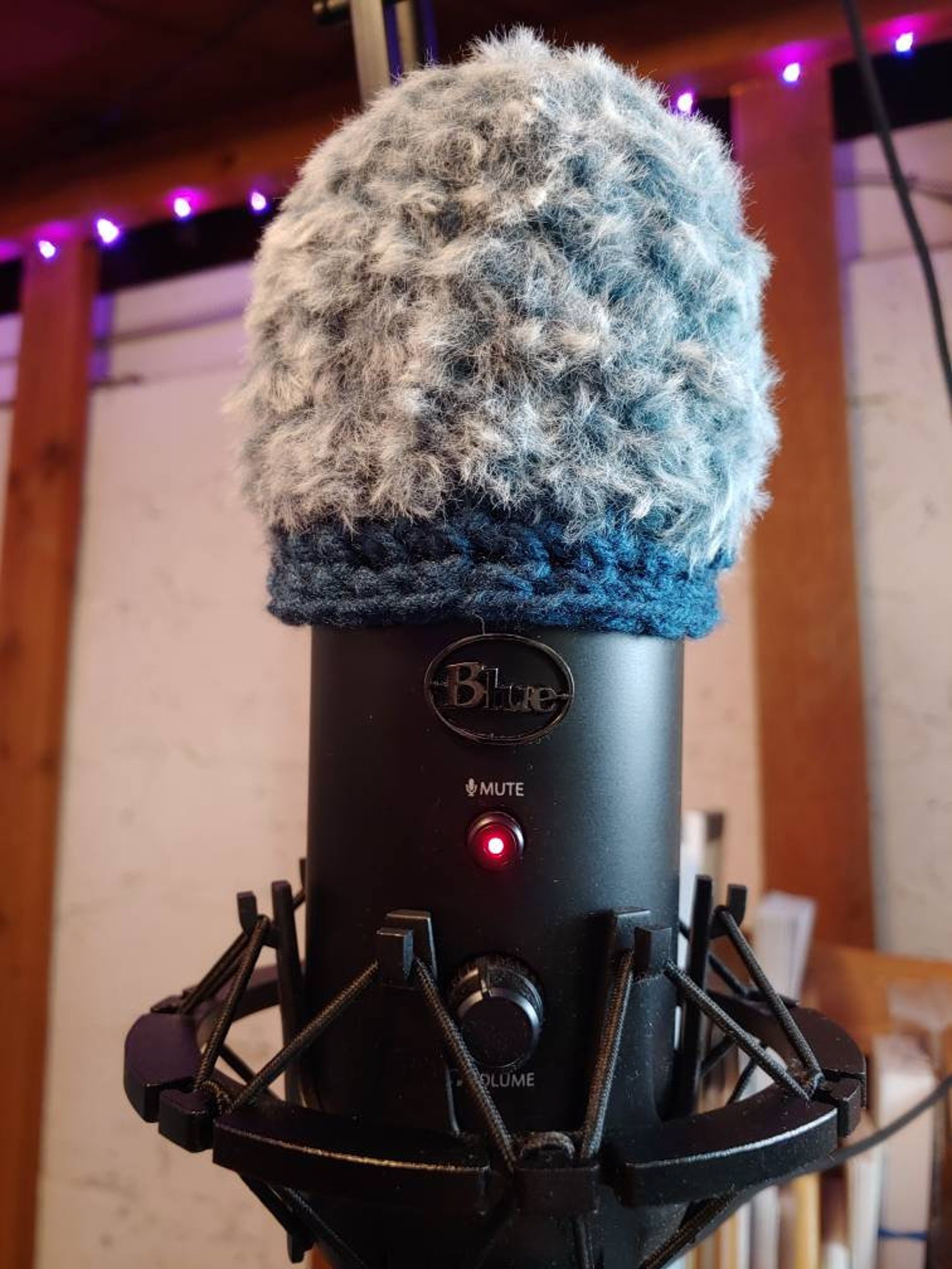 Crocheted Blue Yeti Mic Fuzzy Windscreen Pop Filter Custom - Etsy