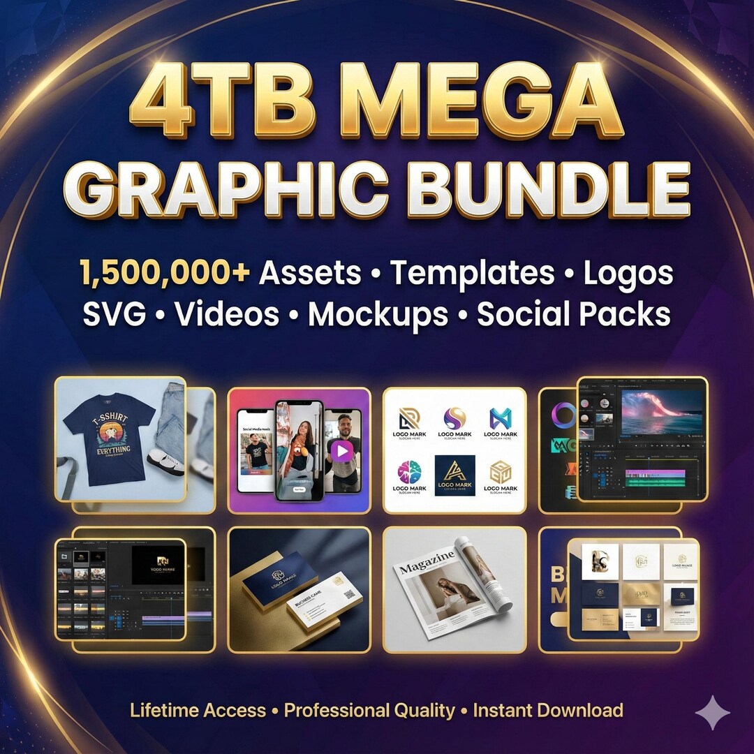 4TB Graphic Mega Bundle • 1.5M+ Assets Pack • Templates, Icons, Logos ...