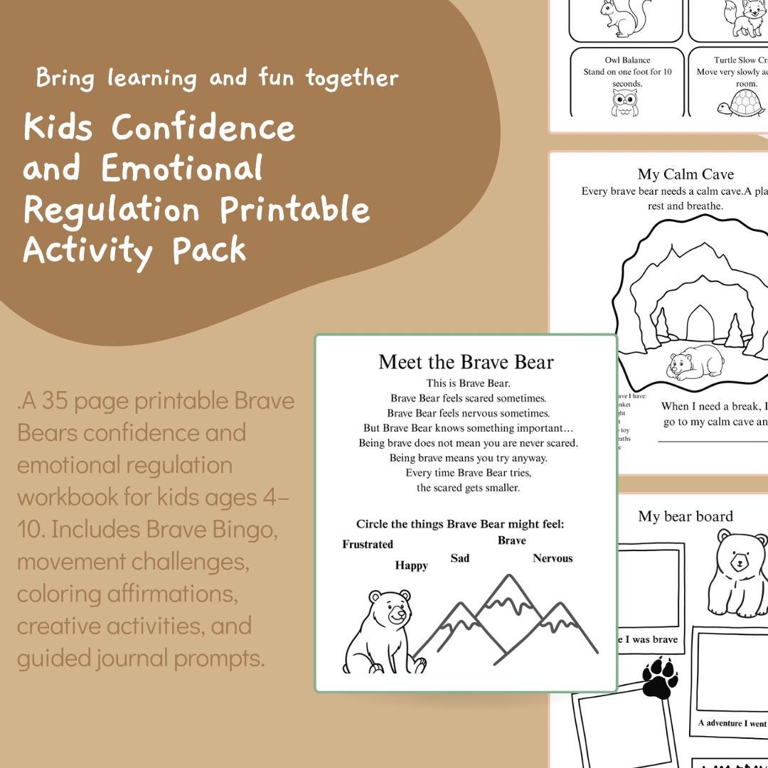 Brave Bears Mountain of Courage Workbook 35 Page Kids Confidence and ...