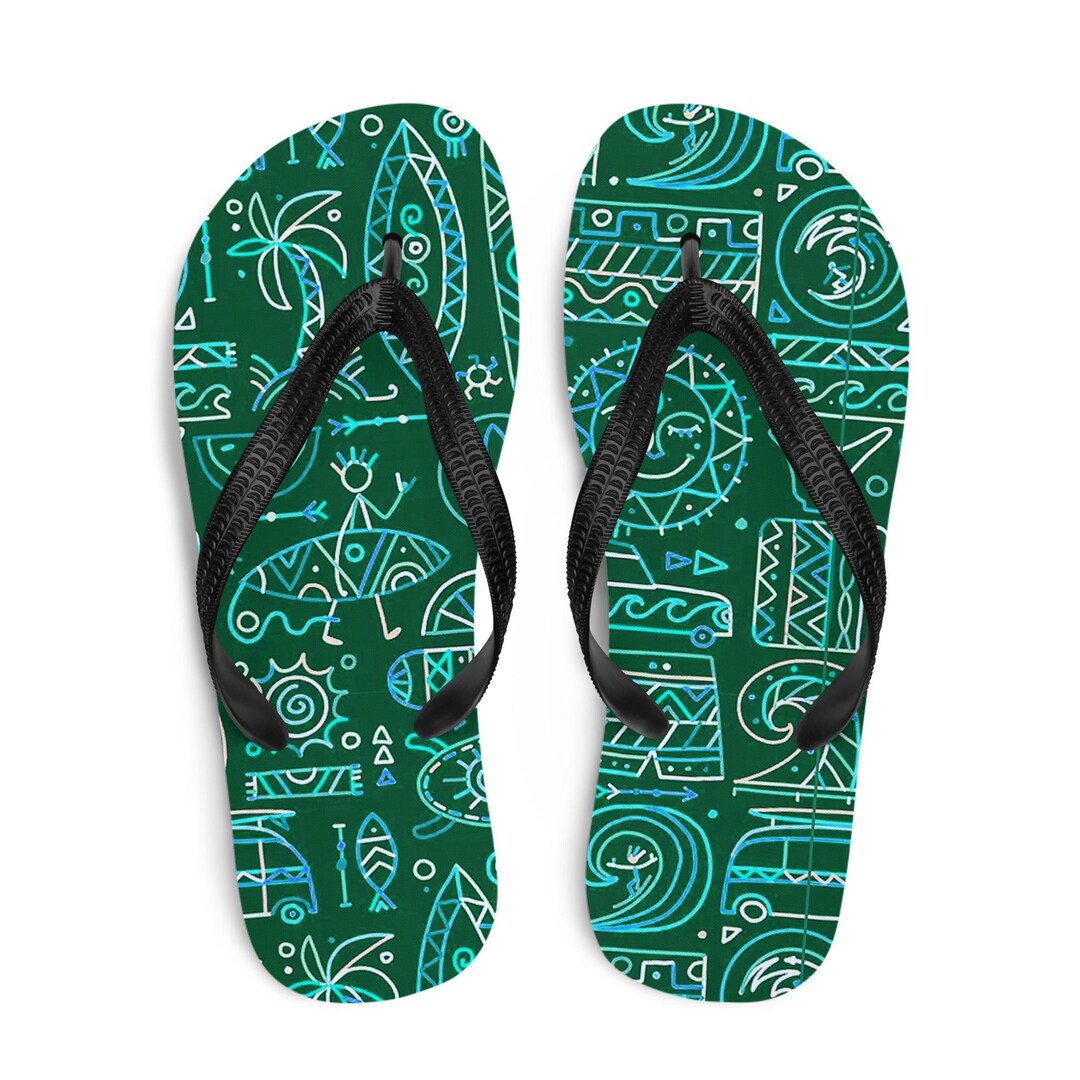 TRIBAL SURFING Designer Flip-flops for Beach, Pool, Spa, and More - Etsy