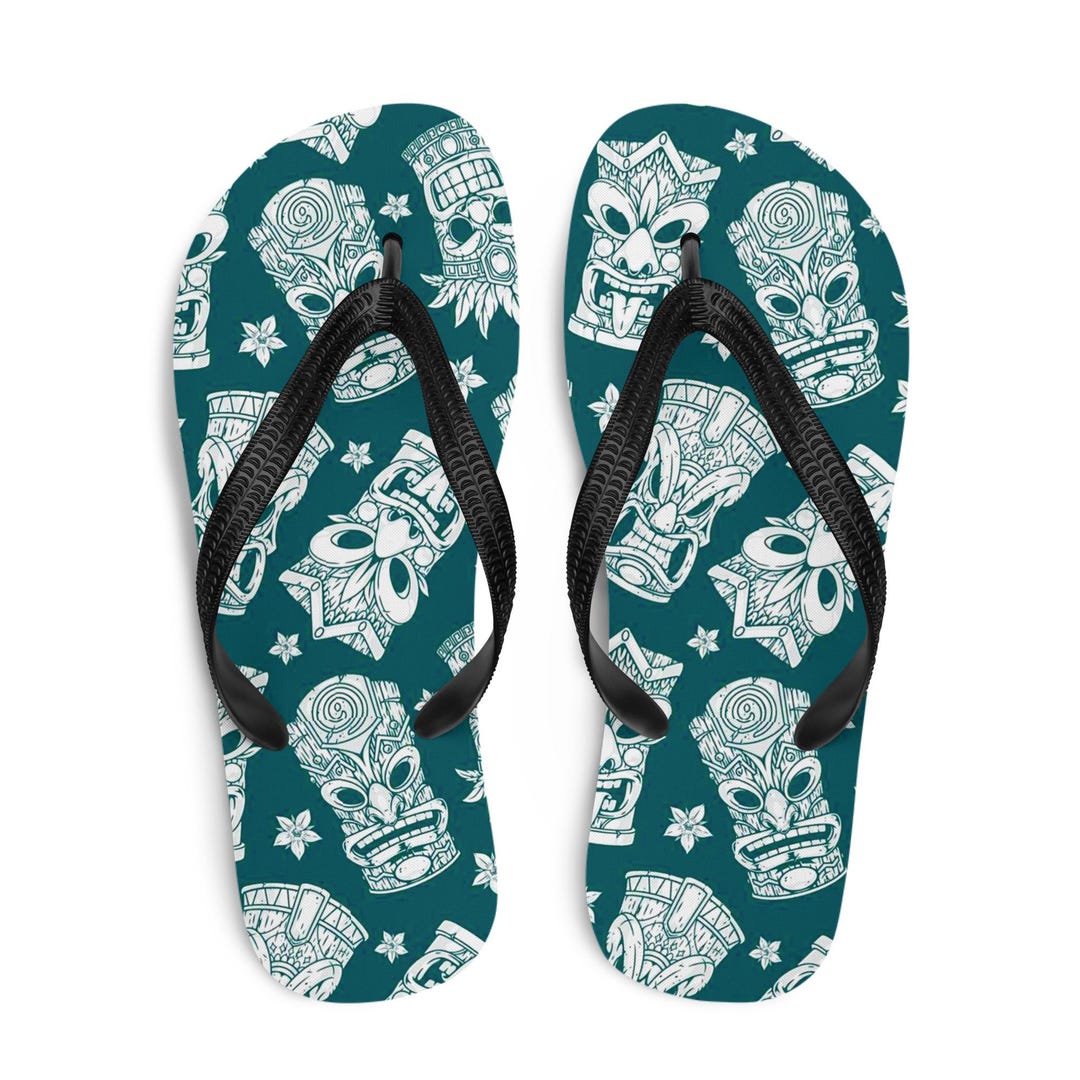 TIKI MASKS Designer Flip-flops for Beach, Pool, Spa, and More - Etsy