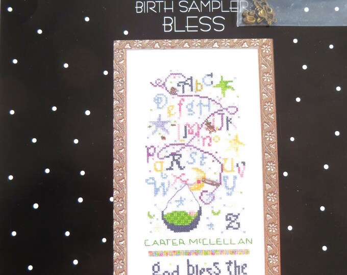 Bless Birth Sampler Counted Cross Stitch CHART and Charms, Sisters and ...