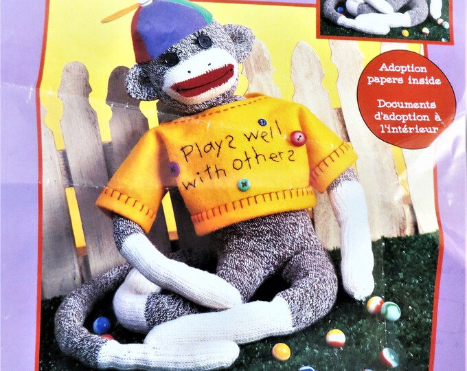 BUDDY Sock Monkey Kit, Leisure Arts Craft Kit 46292, 21 Inch Soft ...
