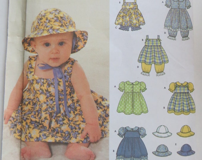 Baby Toddler Dress Pattern Pinafore Bloomers Hat Simplicity 9784 ...