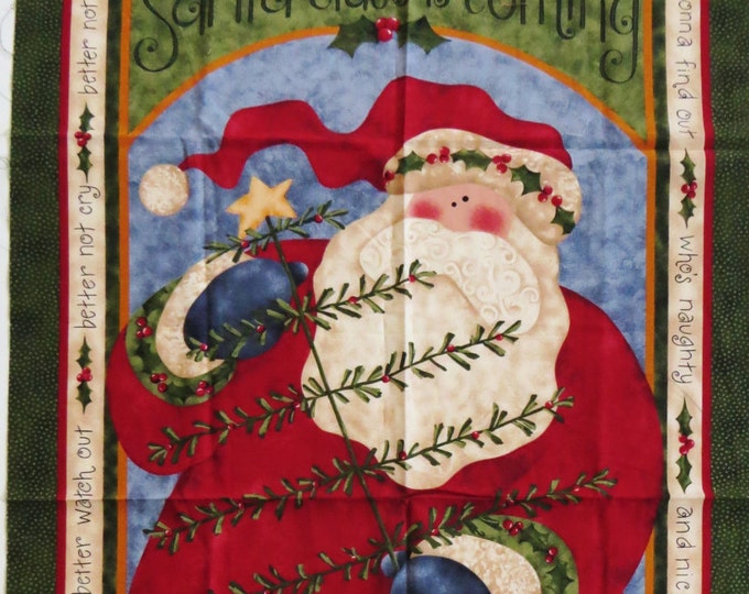 Christmas Fabric Panel, Santa's Coming, Advent Wall Quilt, Santa and ...