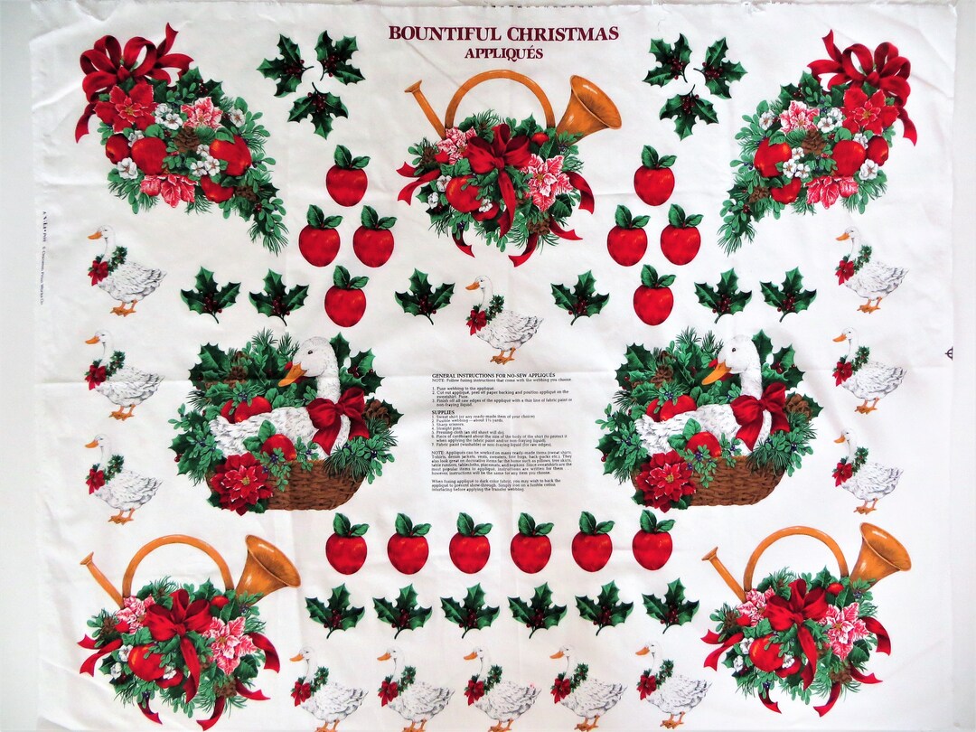 Christmas Applique Fabric Panel Bountiful Christmas Geese - Etsy