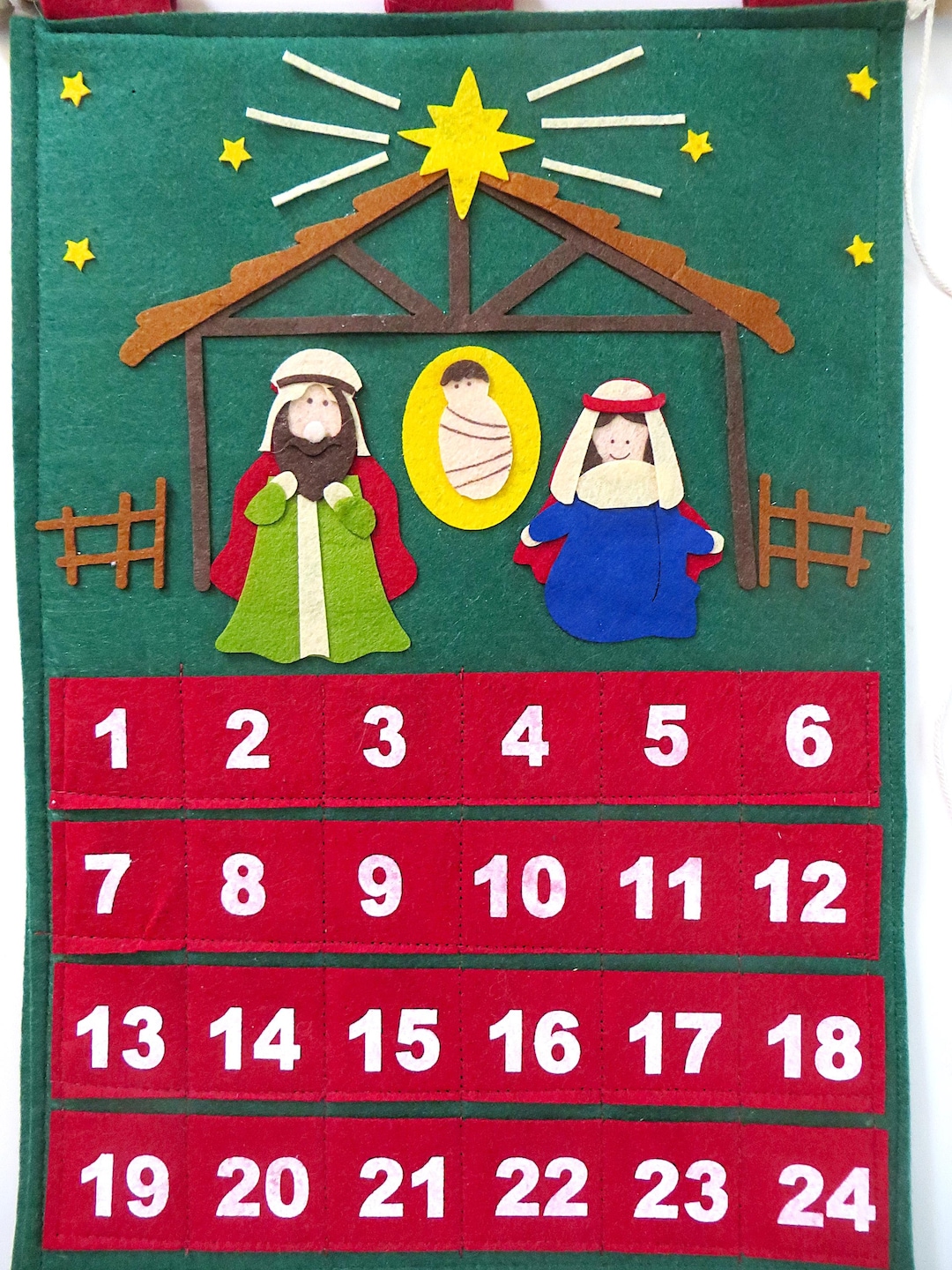 Felt Nativity Advent Calendar, Countdown to Christmas Pockets, Mary ...