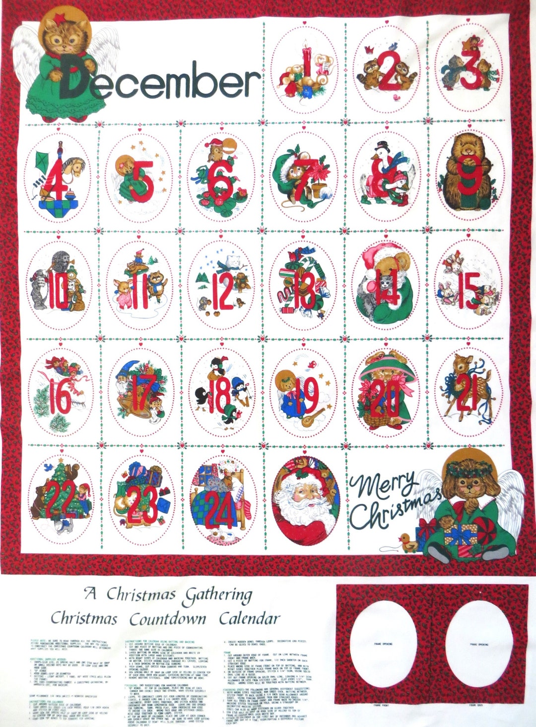 December Calendar Countdown to Christmas Fabric Panel, A Christmas ...