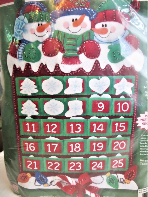Snowman Advent Calendar Kit Dimensions 8118 15 X 23 Inches - Etsy
