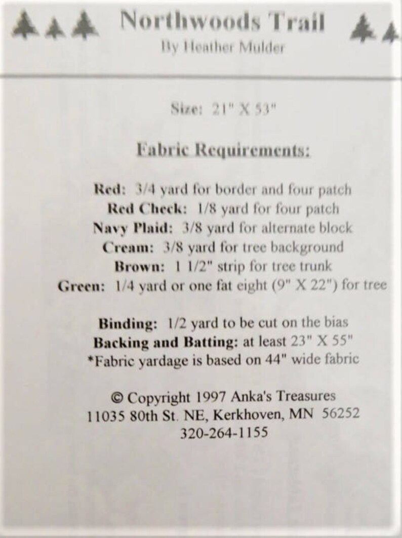 Northwoods Trail Table Runner Quilt Pattern Anka's - Etsy