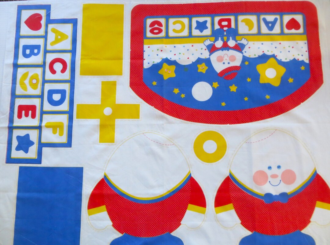 Humpty Dumpty ABC Fabric Panel, Cut Sew and Stuff, Rare Vintage 80s ...