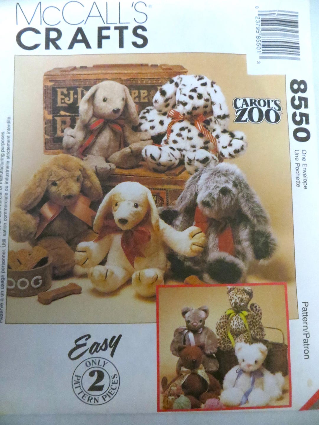 Mccall's 8550 Dog and Cat Pattern, Easy Sewing 2 Pattern Pieces, Carol ...