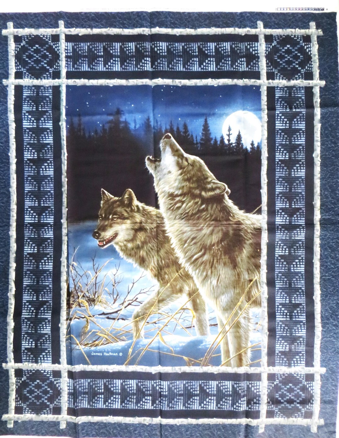 Howling Wolves Fabric Quilt Panel, James Hautman Wildlife Animal Fabric ...