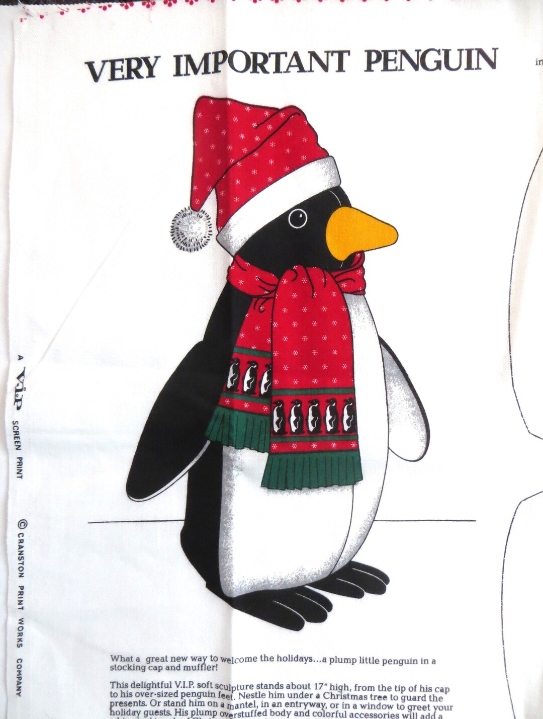 Christmas Penguin Fabric Panel to Cut Sew Stuff Soft Holiday Very ...