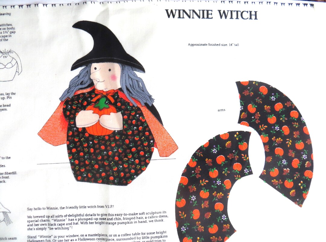 Winnie Witch Halloween Decoration Fabric Panel to Cut Sew and Stuff, 14 ...