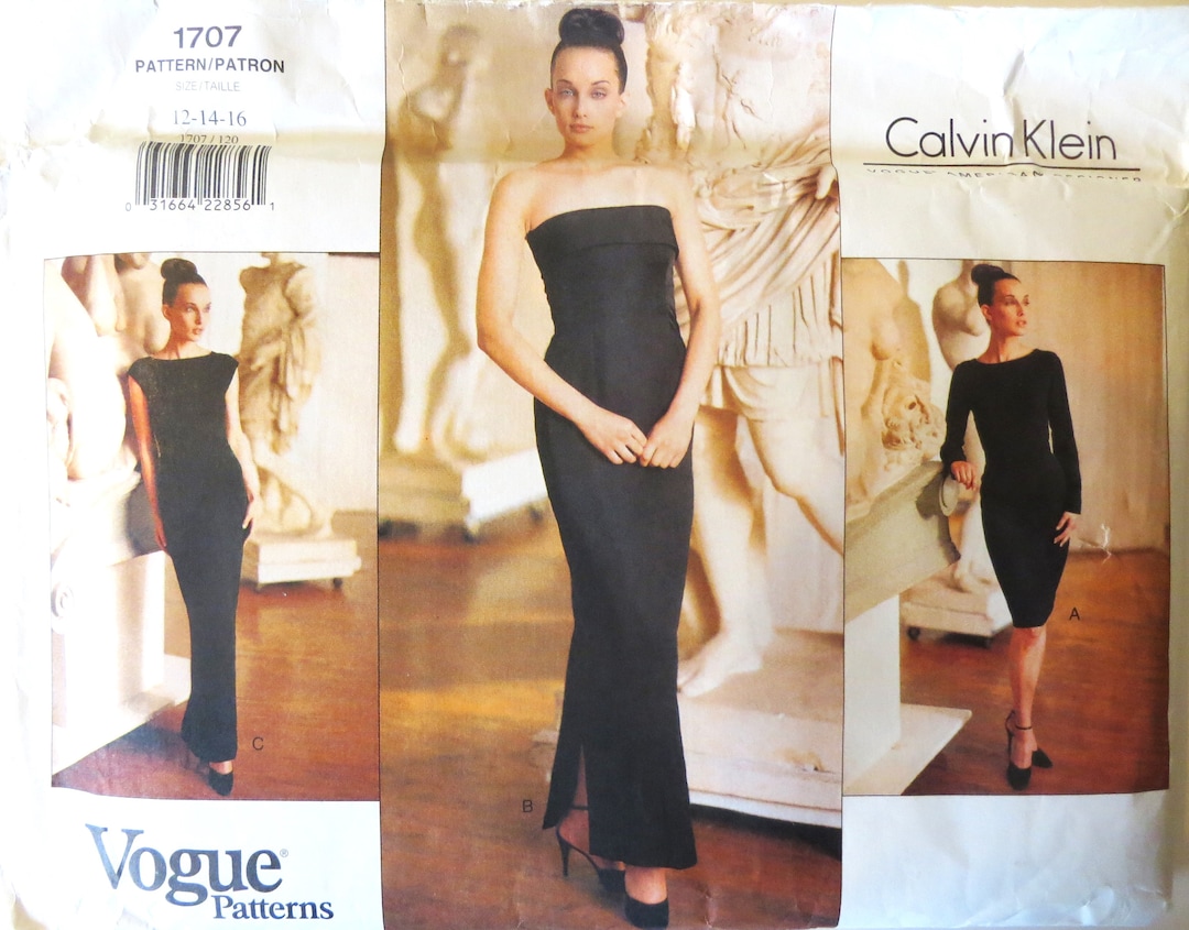 Vogue 1707 Calvin Klein Designer Pattern for Elegant Formal Dresses ...