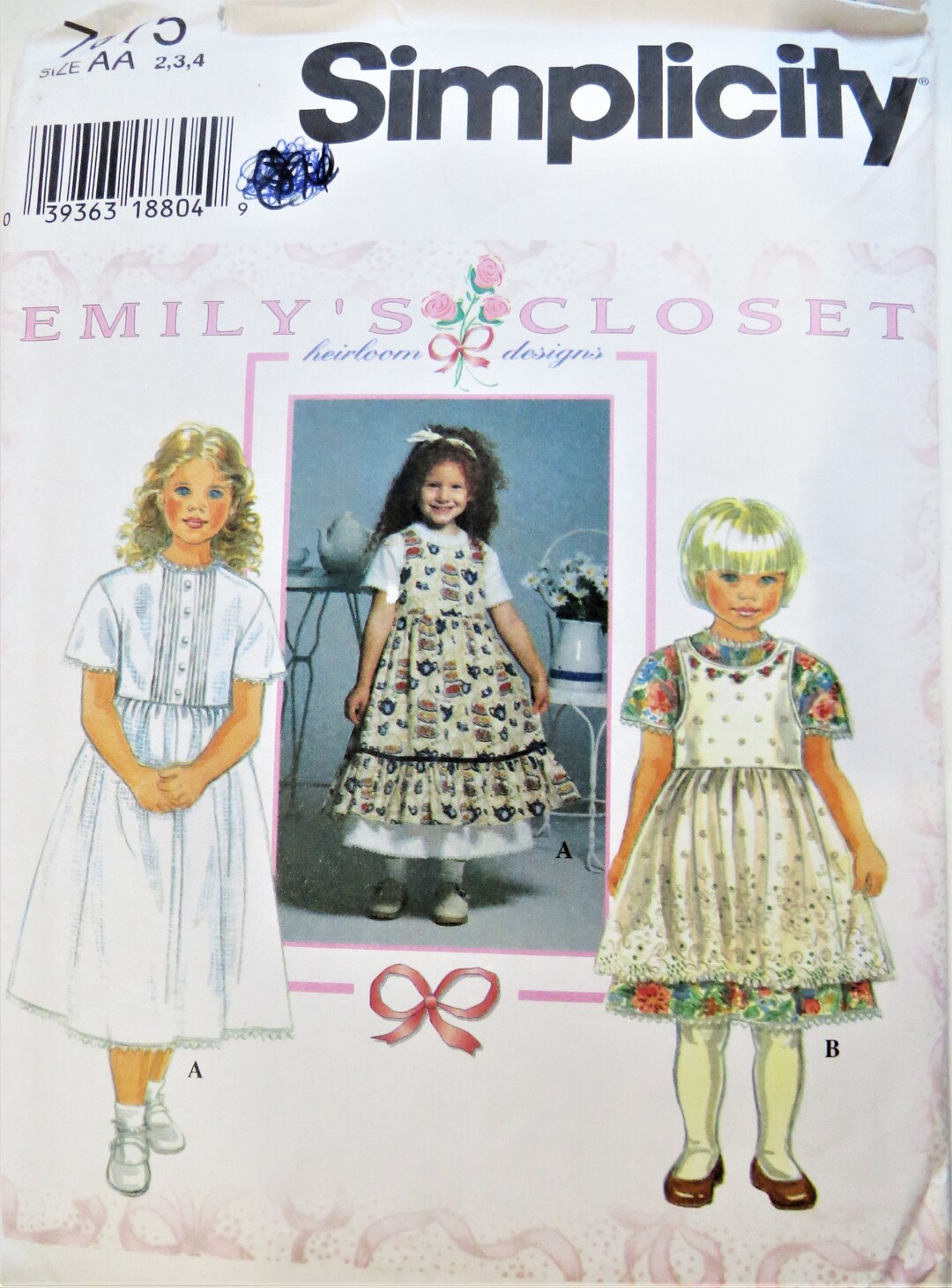 Simplicity 7075 Girl's Dress and Pinafore Pattern, Emily's Closet ...