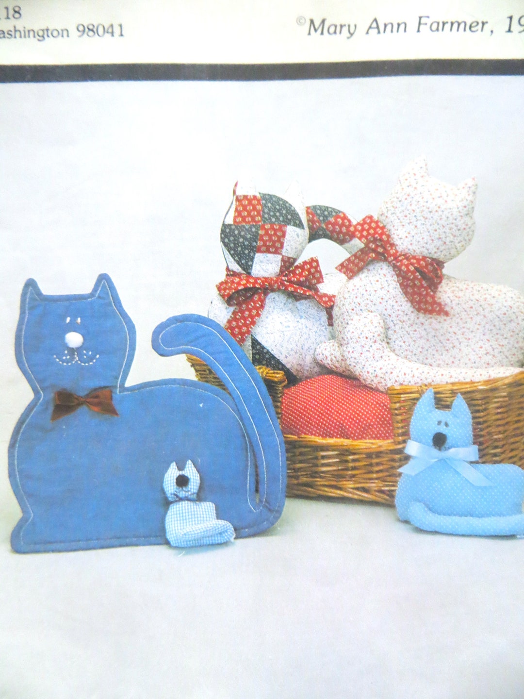 Country Cats Sewing Pattern for Doorstop Placemat Potholder Ornament ...