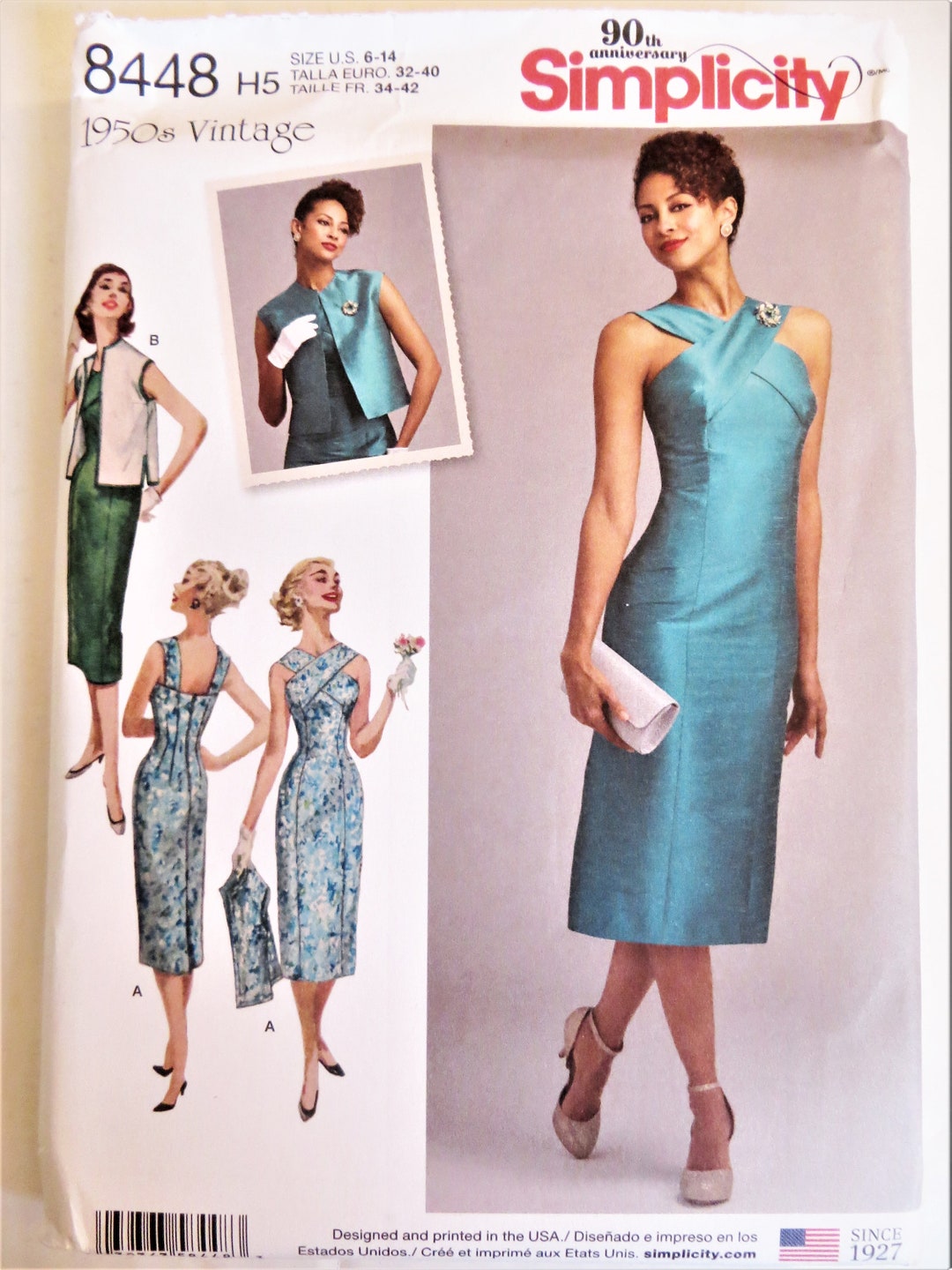 Simplicity 8448, 50s Sleeveless Dress and Vest Pattern Princess Seams ...